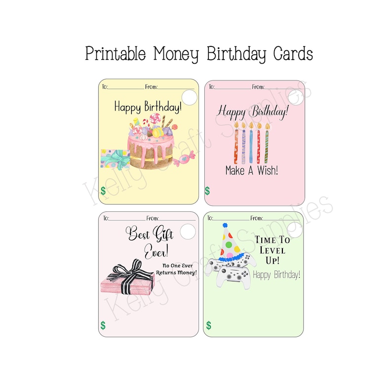 Happy Birthday Money Card Holders Printable Money Cards - Etsy