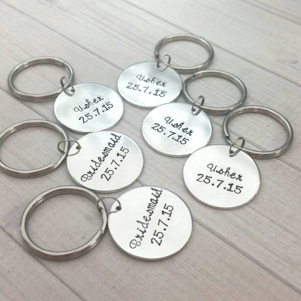 Little girl keychain Wedding party keychain hand stamped | Etsy