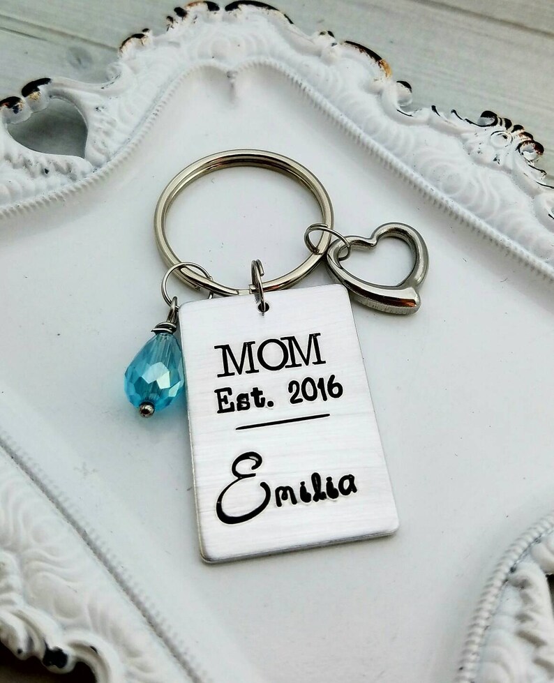 Personalized mom keychain established mom keychain | Etsy