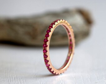 Natural ruby Eternity Ring Gold ruby ring ruby gemstone | Etsy