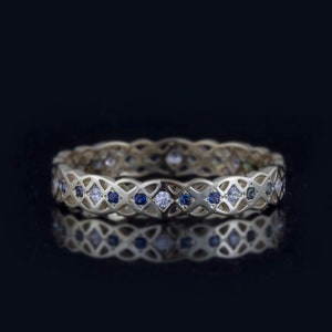 Celtic Eternity Ring Alternating Diamonds and Sapphires - Etsy