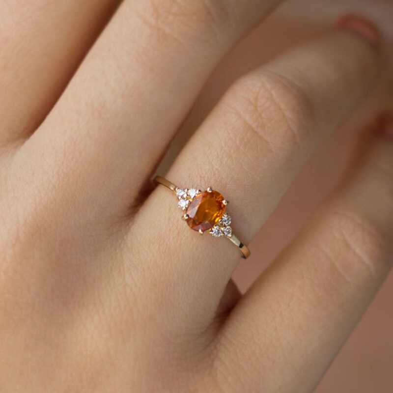 Orange Gemstone Ring - Etsy
