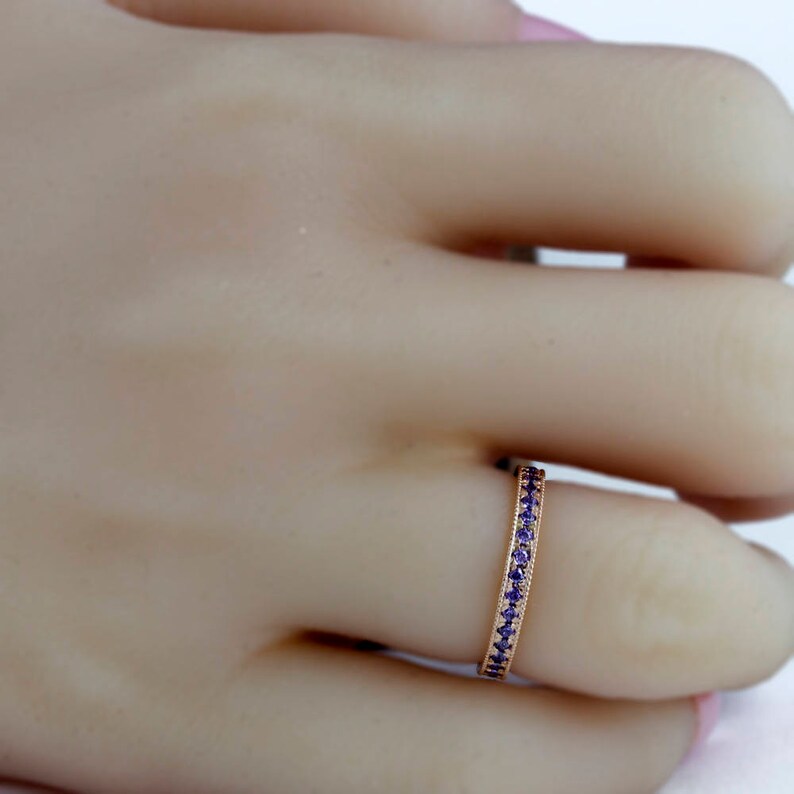 Amethyst Eternity ring in Rose Gold February birthstone | Etsy