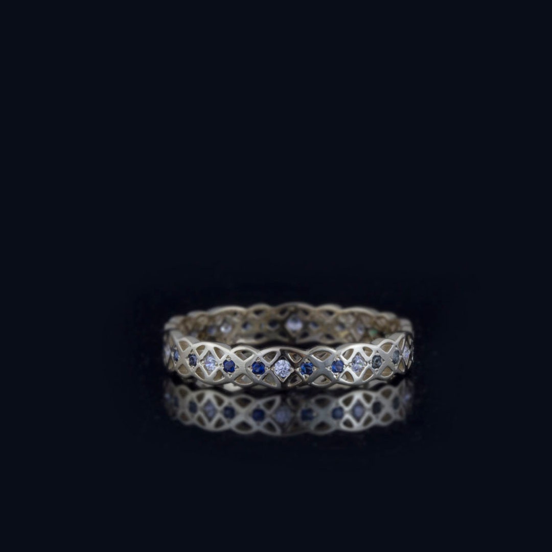 Celtic Eternity Ring Alternating Diamonds and Sapphires - Etsy