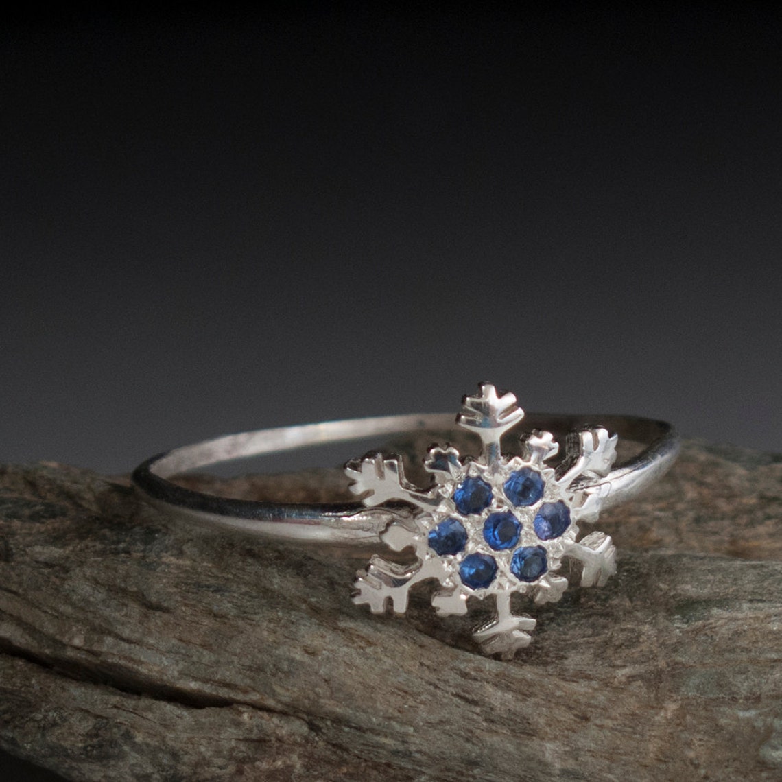 Gleaming Sapphire Snowflake Ring - Etsy