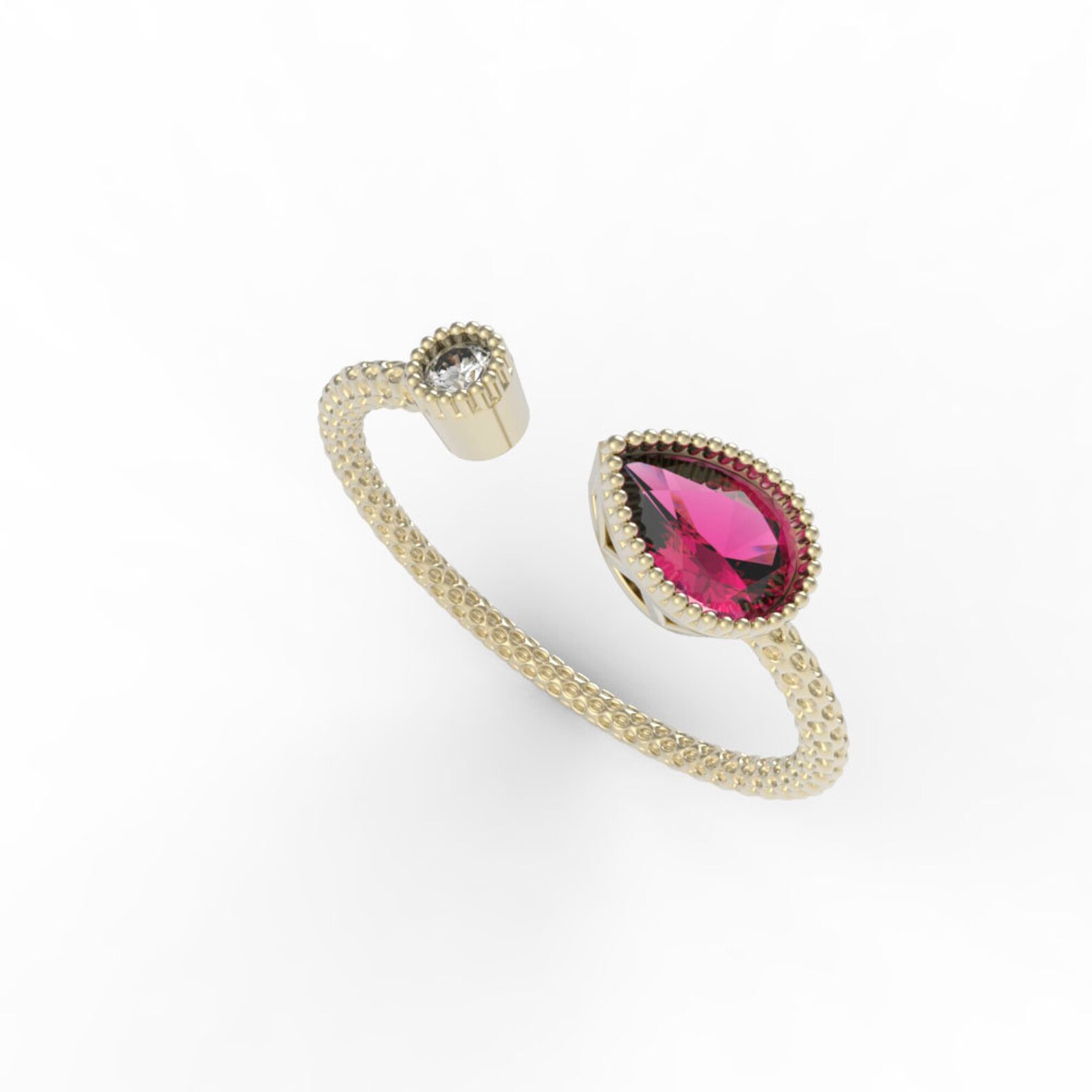 Open Ring - Pink Ruby - Adjustable Stacking Ring - Red Gemstone - July ...