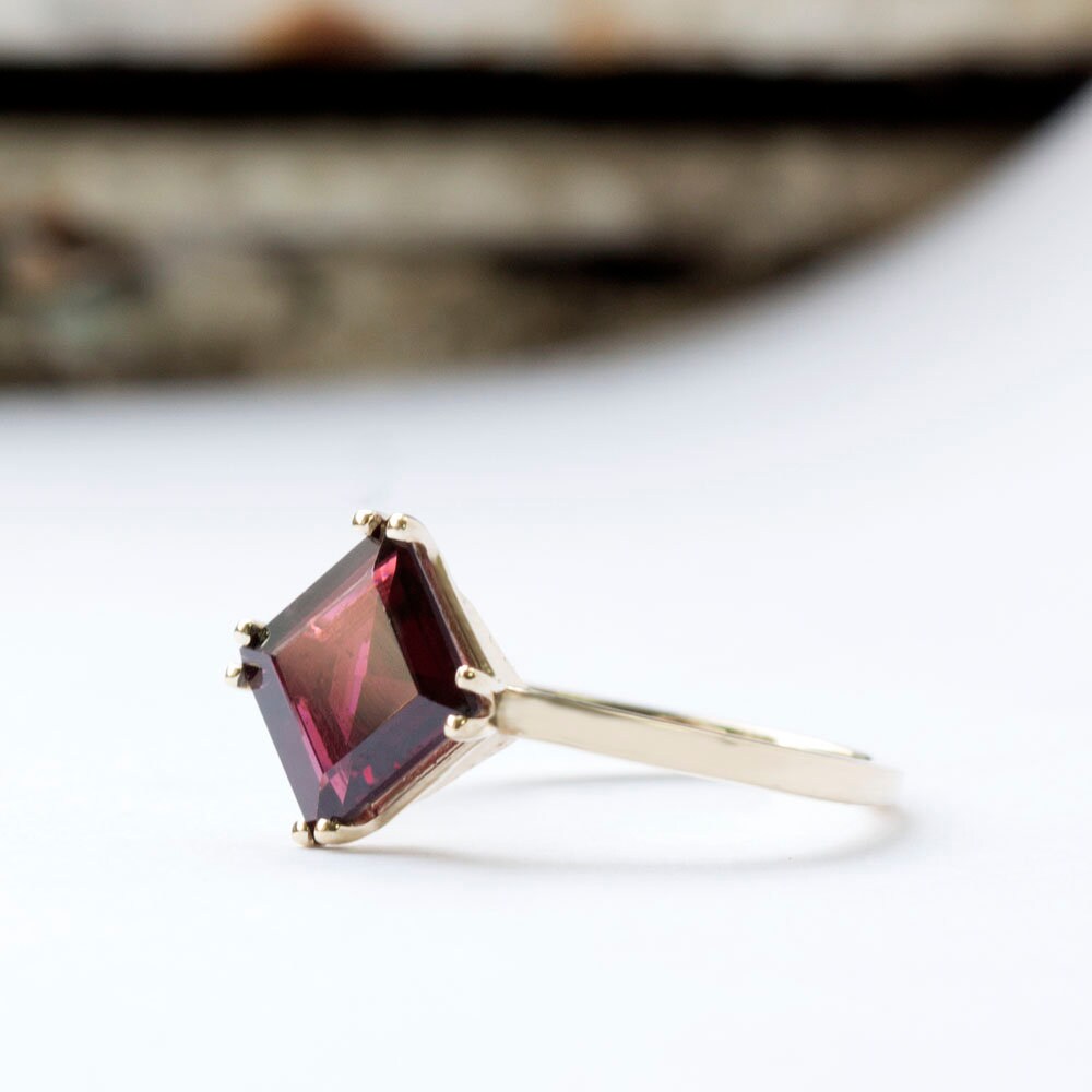 Garnet Ring / Gemstone Ring / Garnet Jewelry / Art Deco / - Etsy