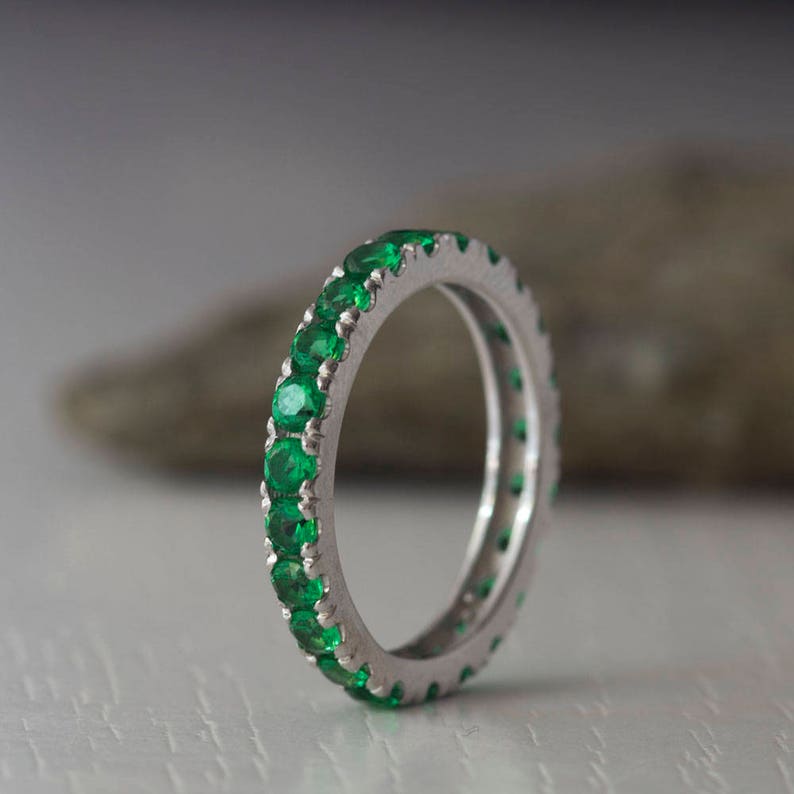 Emerald Eternity Ring Green Stone Eternity Ring - Etsy
