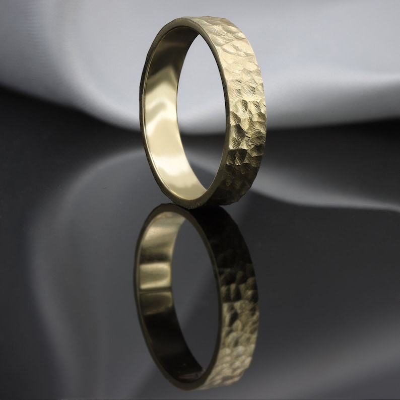 Matte Finish Hammered Ring Texture Ring Wedding Band | Etsy