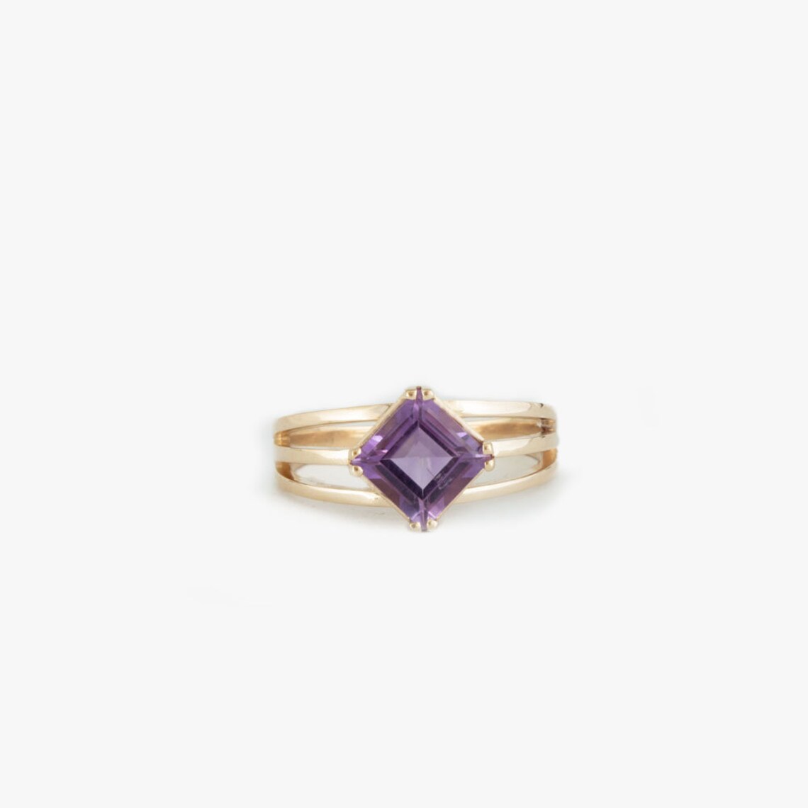 Amethyst - Princess Cut - Solitaire Gold Ring - Anniversary Ring ...