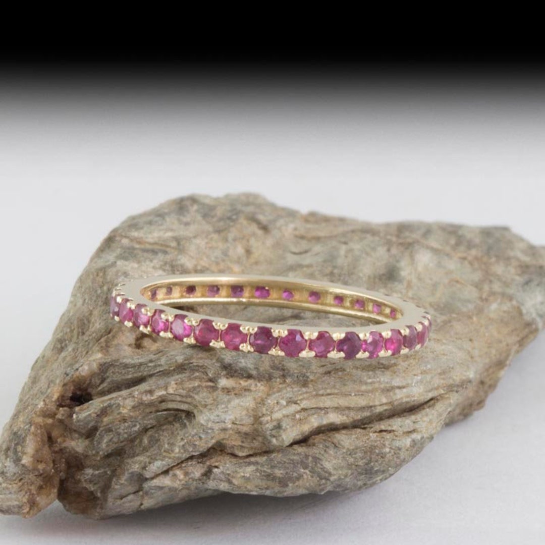 Ruby Eternity Ring, Ruby Ring Yellow Gold, Eternity Ring, Natural Ruby ...