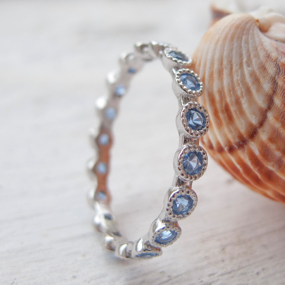 Silver Blue Topaz Ring Eternity ring Light Blue stone | Etsy