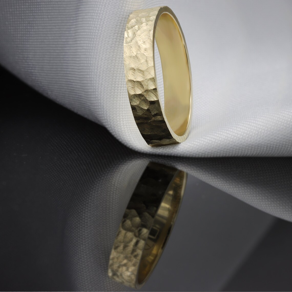 Matte Finish Hammered Ring Texture Ring Wedding Band | Etsy