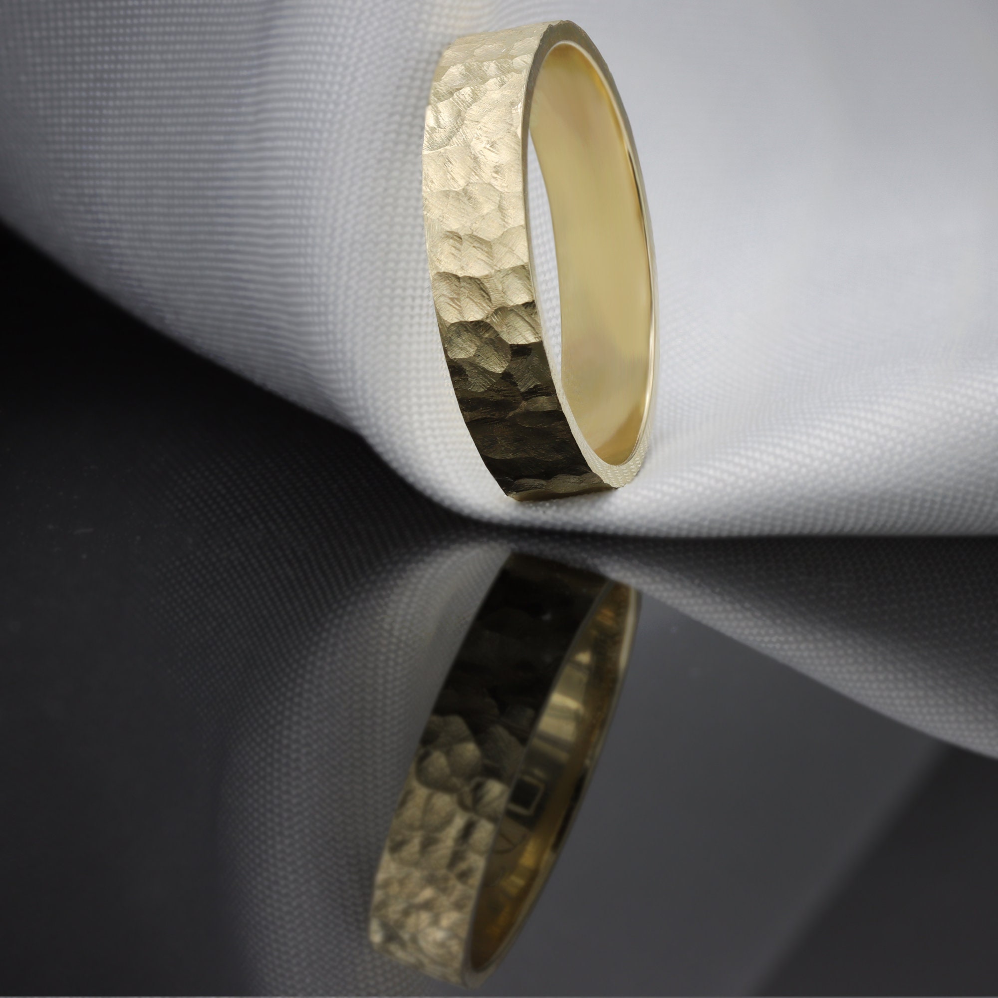 Matte Finish Hammered Ring Texture Ring Wedding Band | Etsy