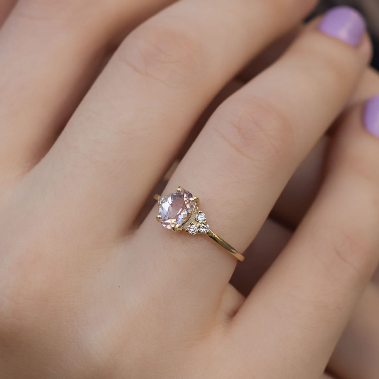 Morganite Ring Morganite and Diamond Ring Engagement Ring - Etsy