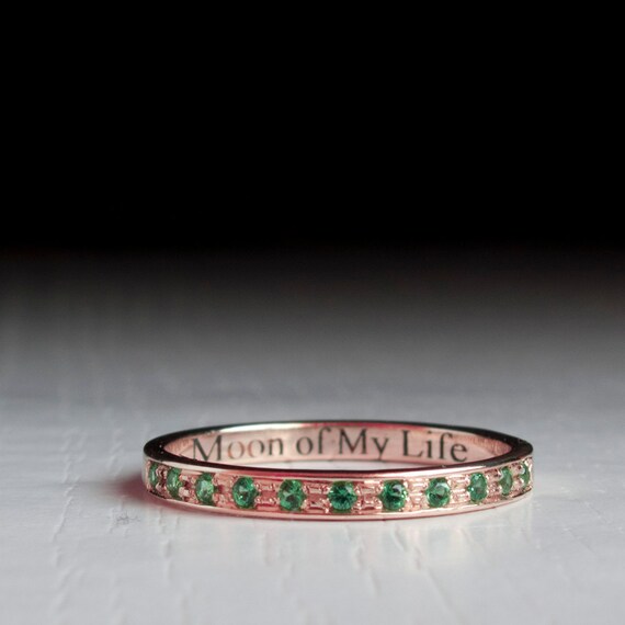 Gold Emerald half Eternity ring game of thrones moon of | Etsy