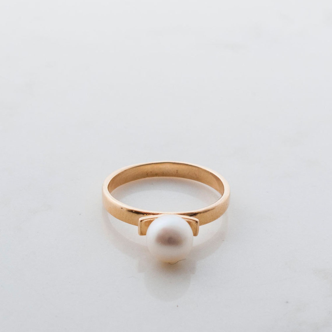 Gold Pearl Ring White Pearl Ring Simple Pearl Ring Big - Etsy