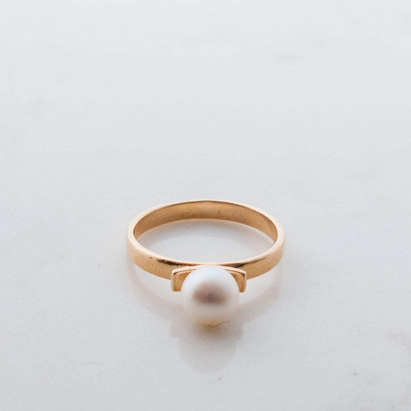 Gold Pearl Ring - White Pearl Ring - Simple Pearl Ring - Big Pearl ...