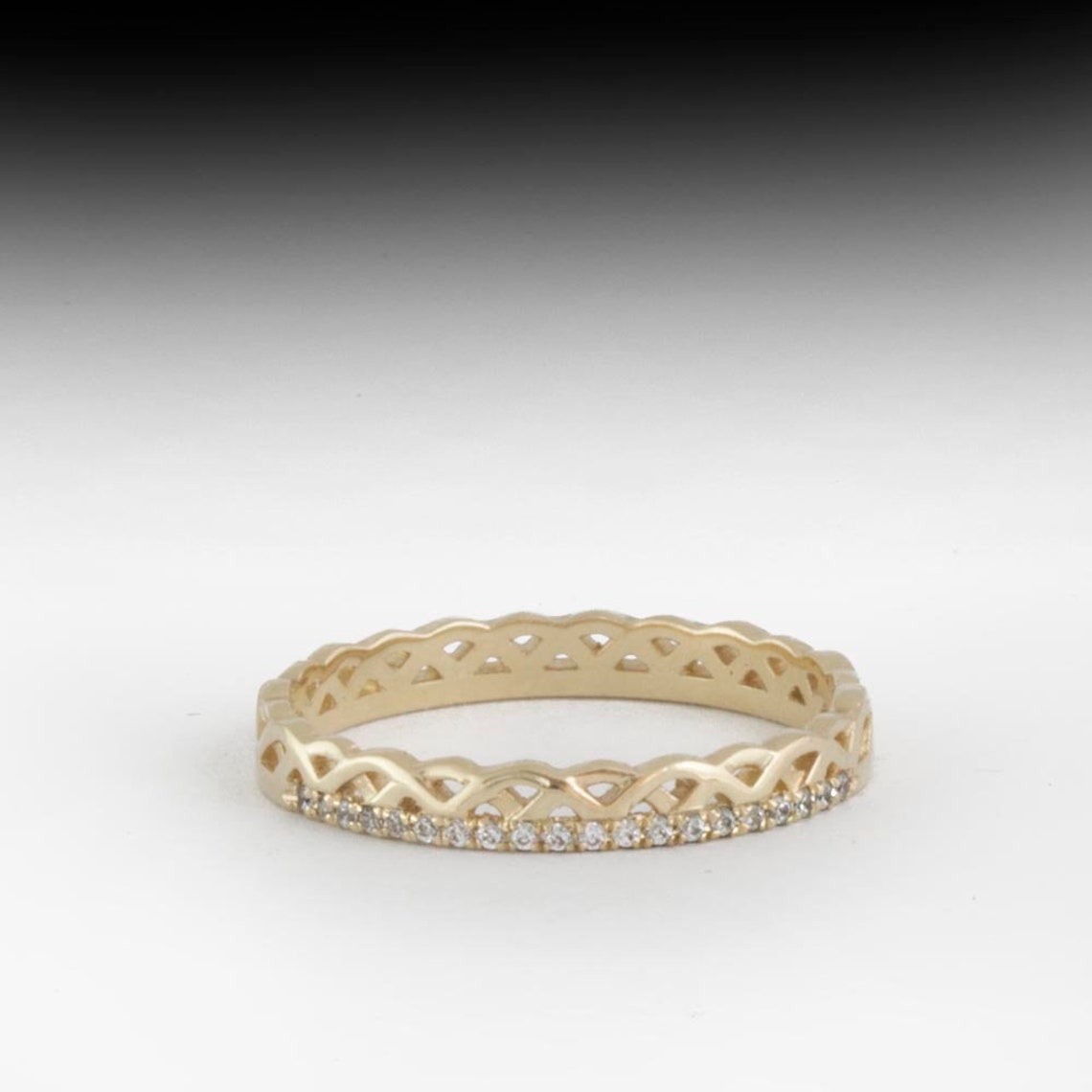 Dainty Celtic Diamond Ring Diamond Band Diamond Wedding - Etsy