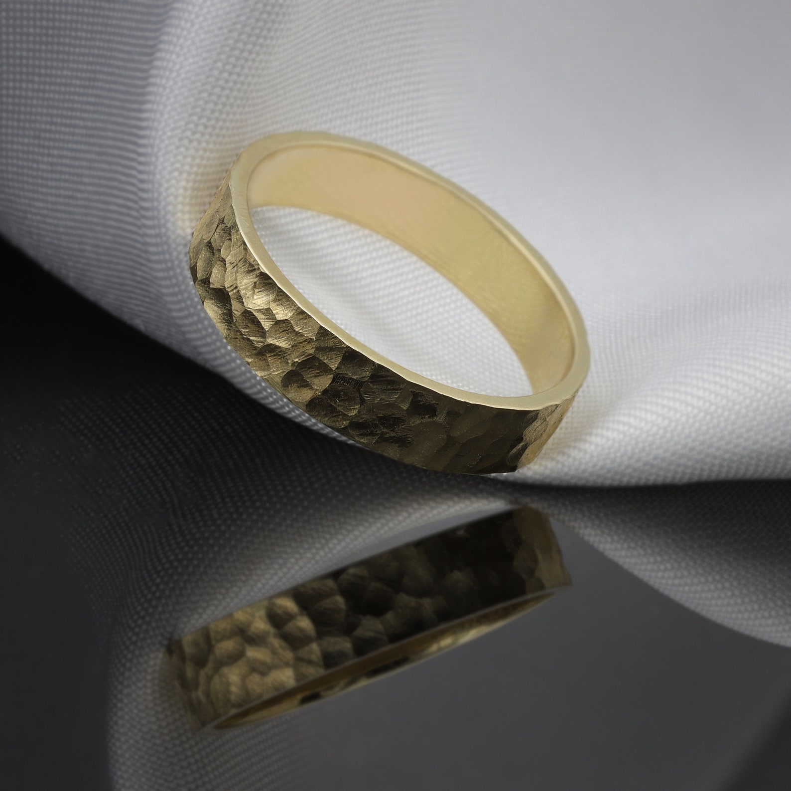 Matte Finish Hammered Ring Texture Ring Wedding Band | Etsy