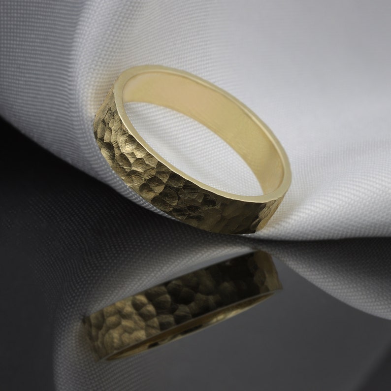 Matte Finish Hammered Ring Texture Ring Wedding Band | Etsy