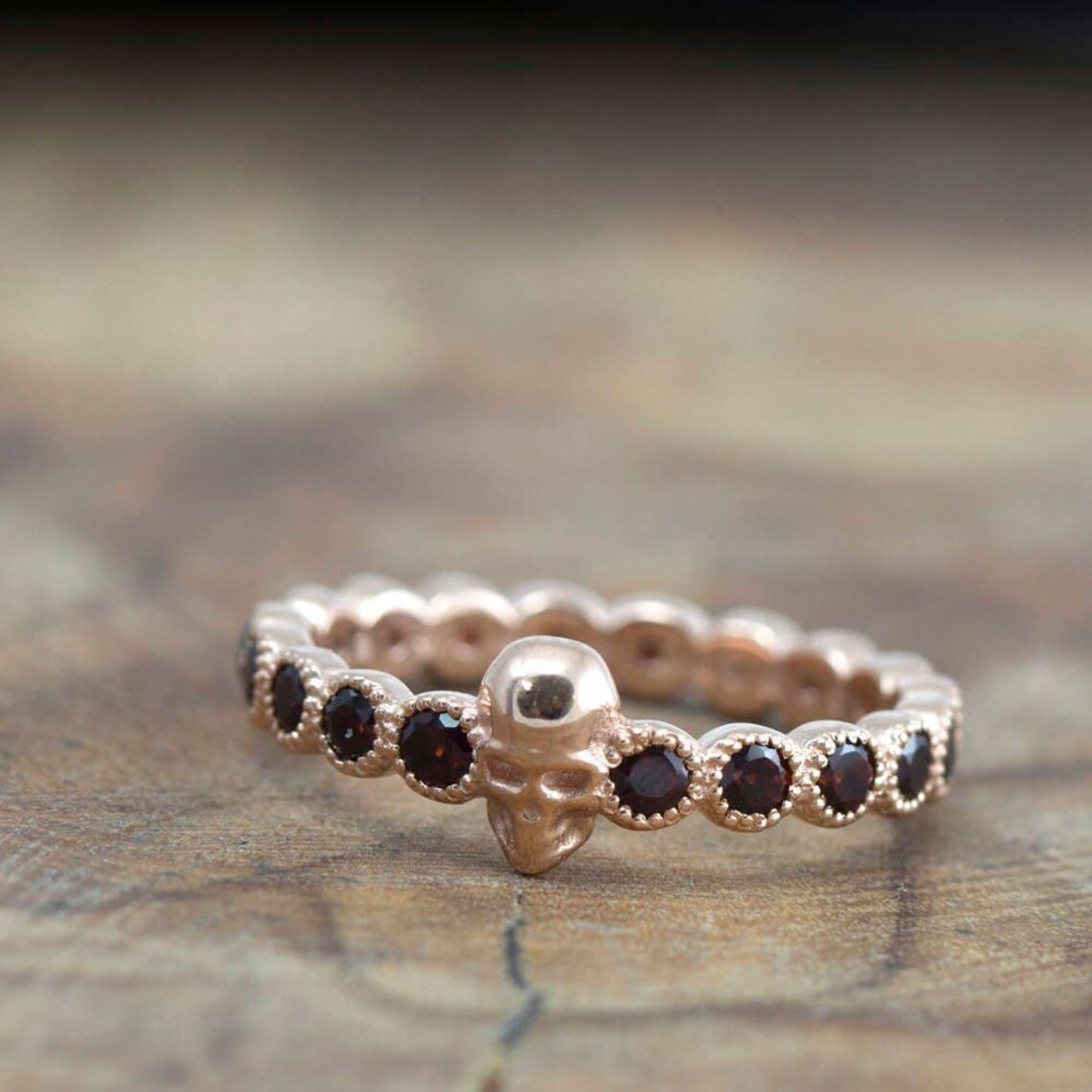 Skull Ring - Eternity Skull Ring - Skeleton - Garnet Ring - Etsy