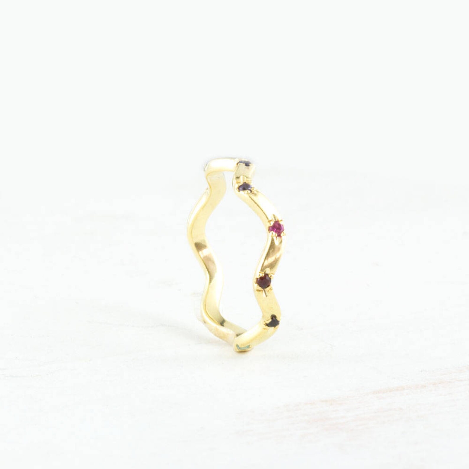 Wave Ring Gold Wave Ring Rainbow Ring Emerald Ring | Etsy UK