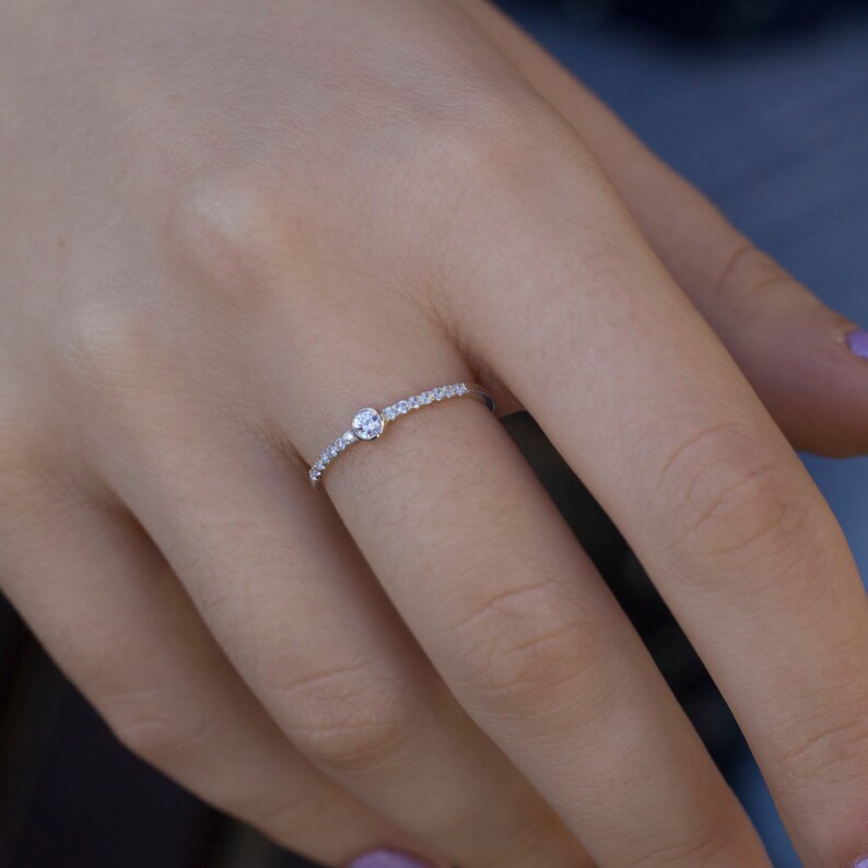 Simple diamond ring diamond ring dainty diamond ring | Etsy