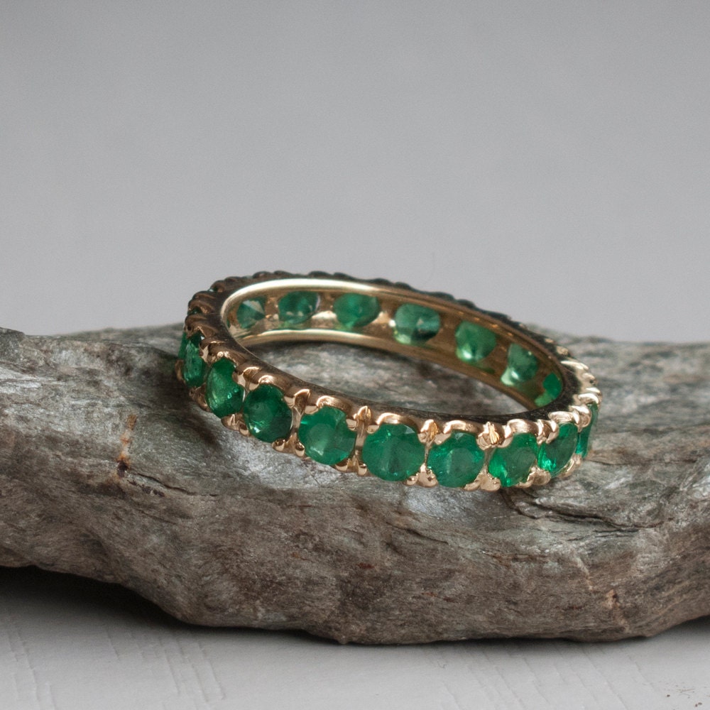 Emerald Gold Ring 14 Karat Gold Natural Grade AAA Emeralds | Etsy