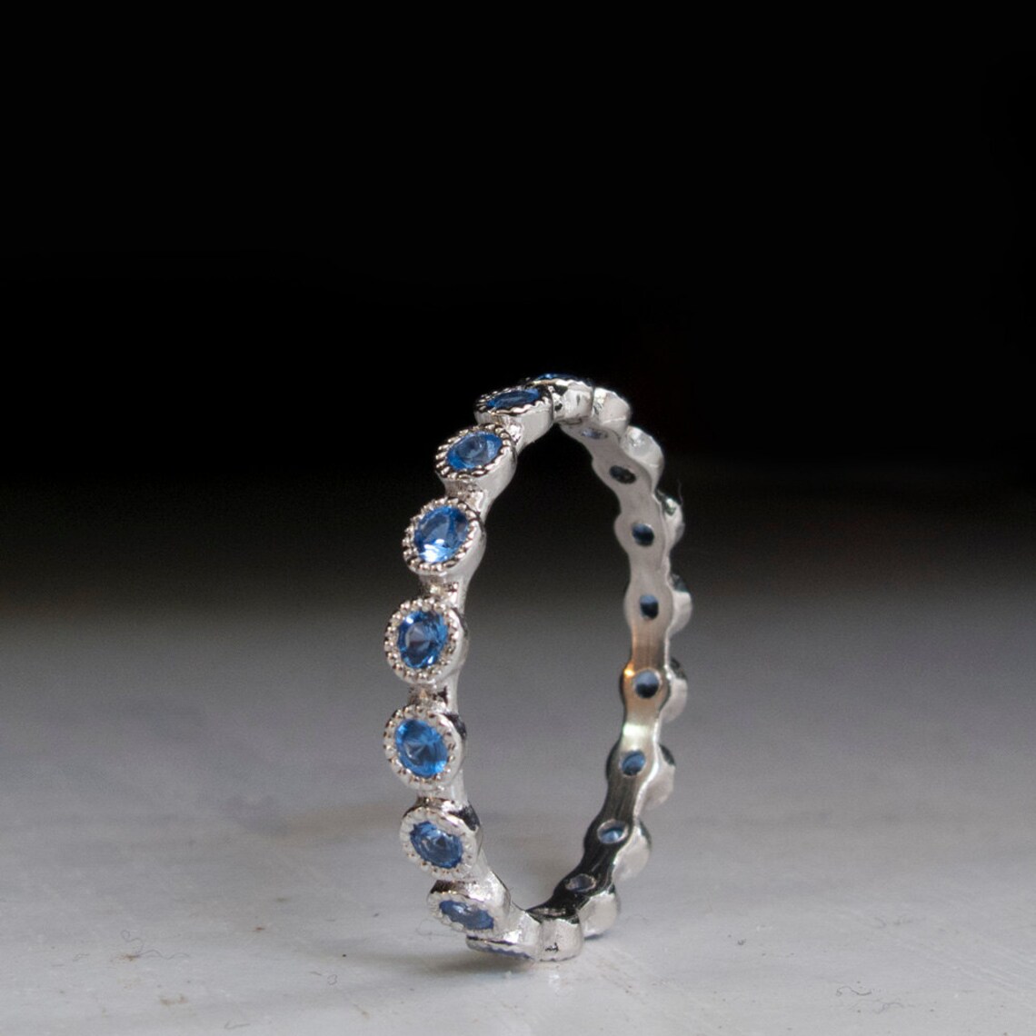 Silver Blue Topaz Ring Eternity Ring Light Blue Stone - Etsy