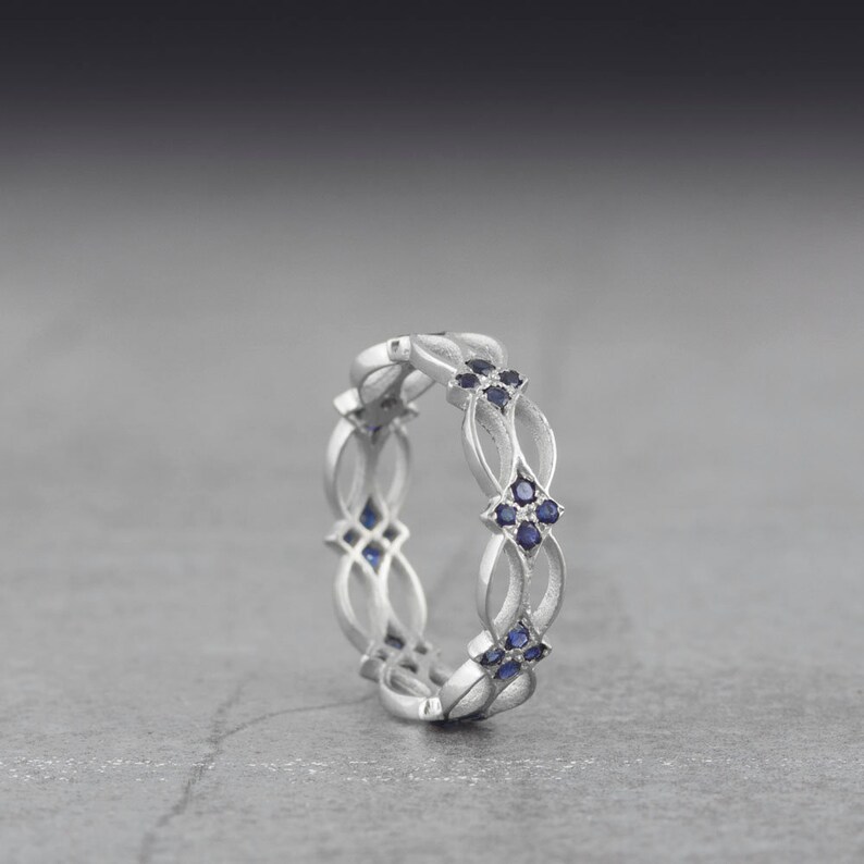 Sapphire Celtic Eternity Ring - Sapphire Ring - Blue Stone Ring - Gold ...