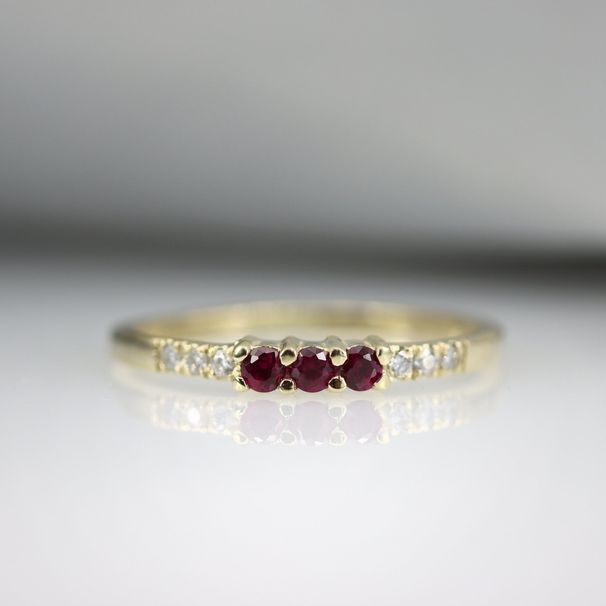 Ruby and Diamond ring Gold ring Promise ring Dainty ring | Etsy