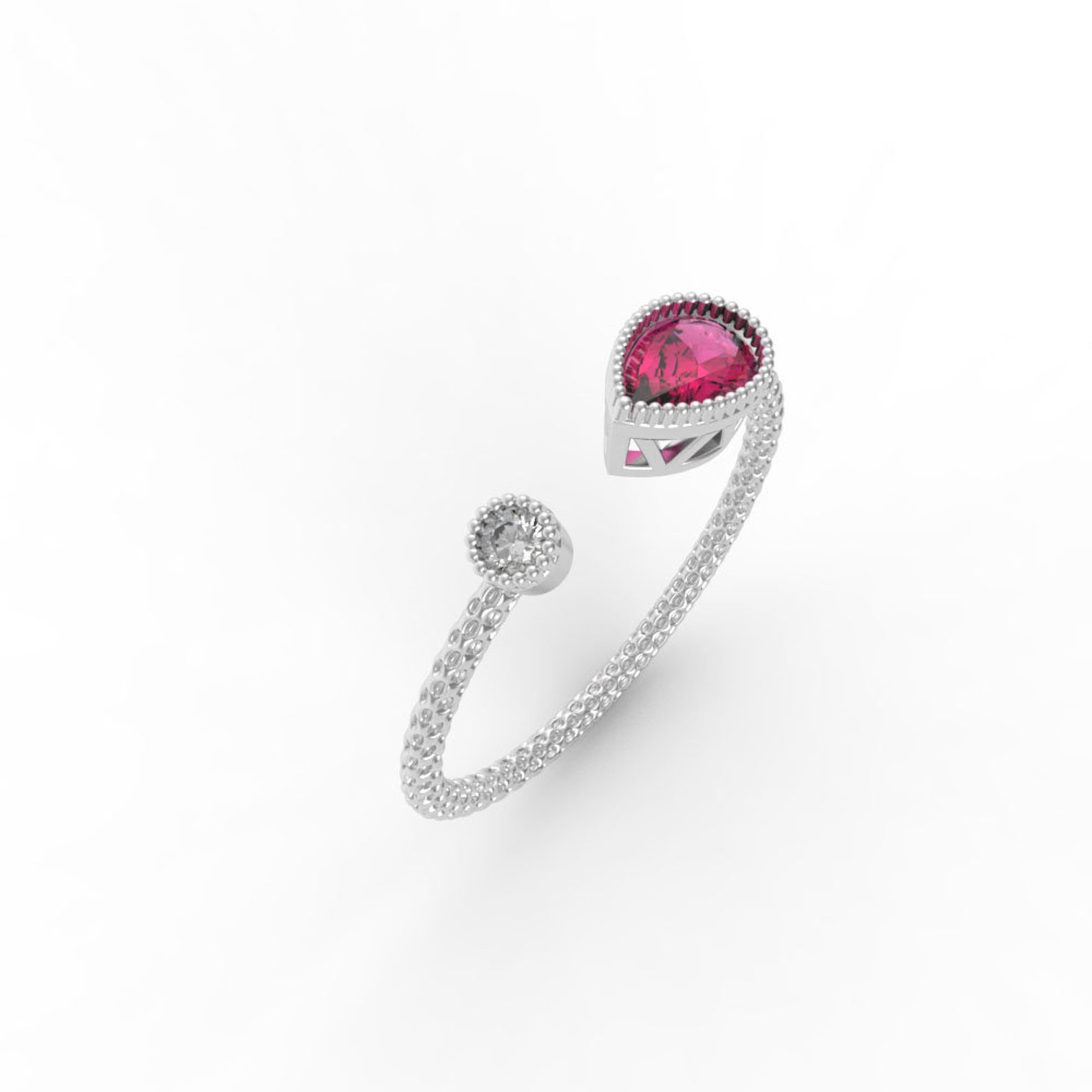 Open Ring - Pink Ruby - Adjustable Stacking Ring - Red Gemstone - July ...