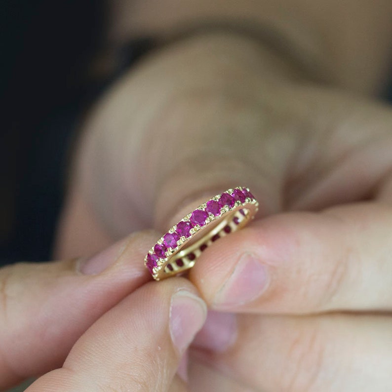 Natural Ruby Eternity Ring Gold Ruby Ring Ruby Gemstone - Etsy