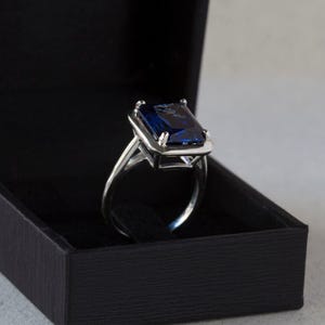 Vintage Sapphire Ring: Deep Blue Rectangle - Handmade Solid Gold - Etsy