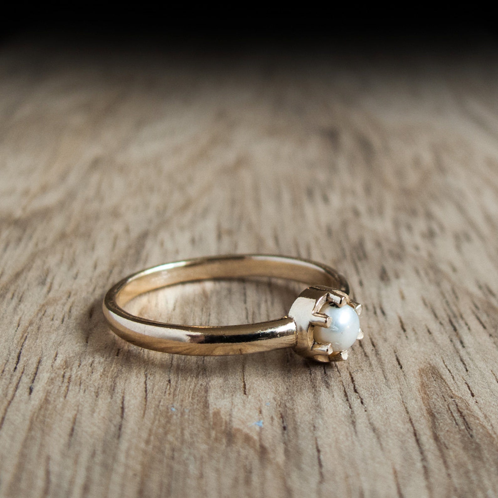 Gold Pearl Ring Setting Simple Pearl Ring White Pearl - Etsy