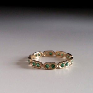 Emerald Eternity Ring - Green Stone Ring - Thin Band - Dainty Gold Ring ...