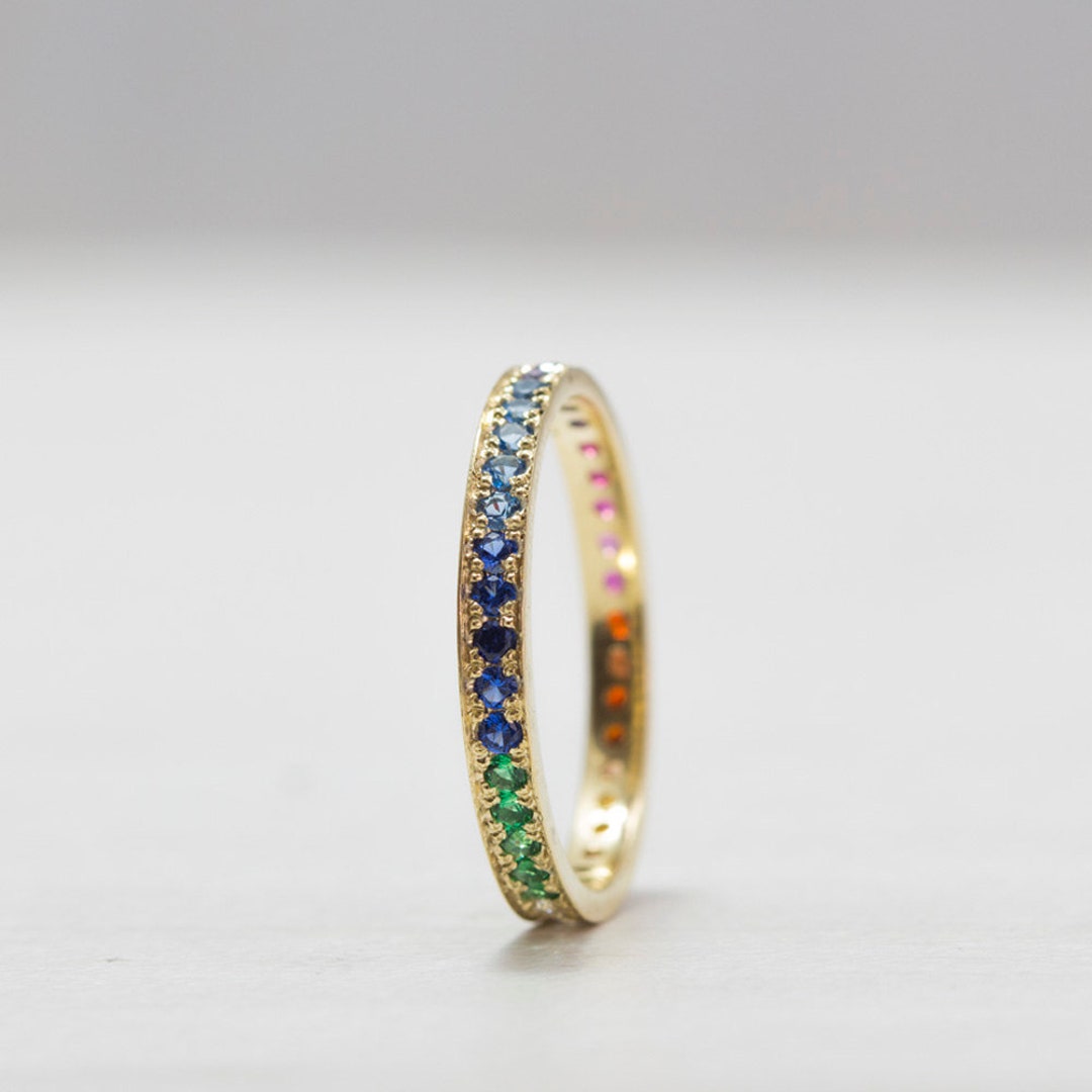 Rainbow Eternity Ring, Sapphire, Ruby, Garnet, Blue Topaz, Aquamarine ...