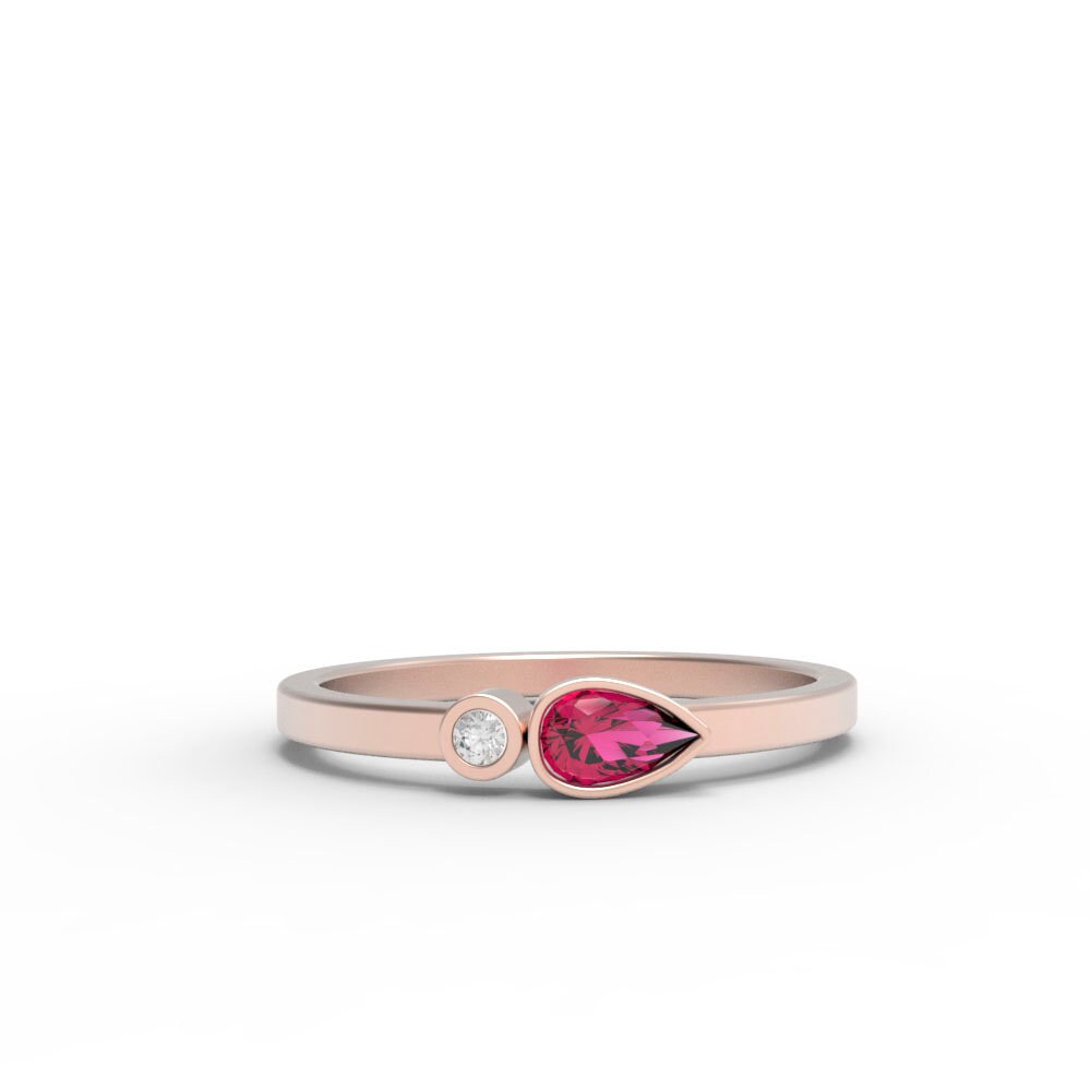 Pear Ruby Diamond Ring, Ruby Ring, Diamond Ring, Engagement Ring, July ...