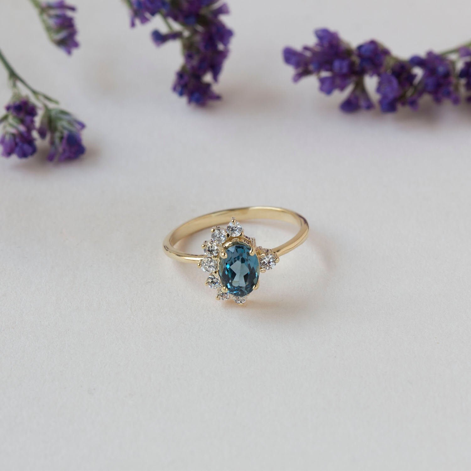 London blue topaz ring rose gold ring engagement ring | Etsy