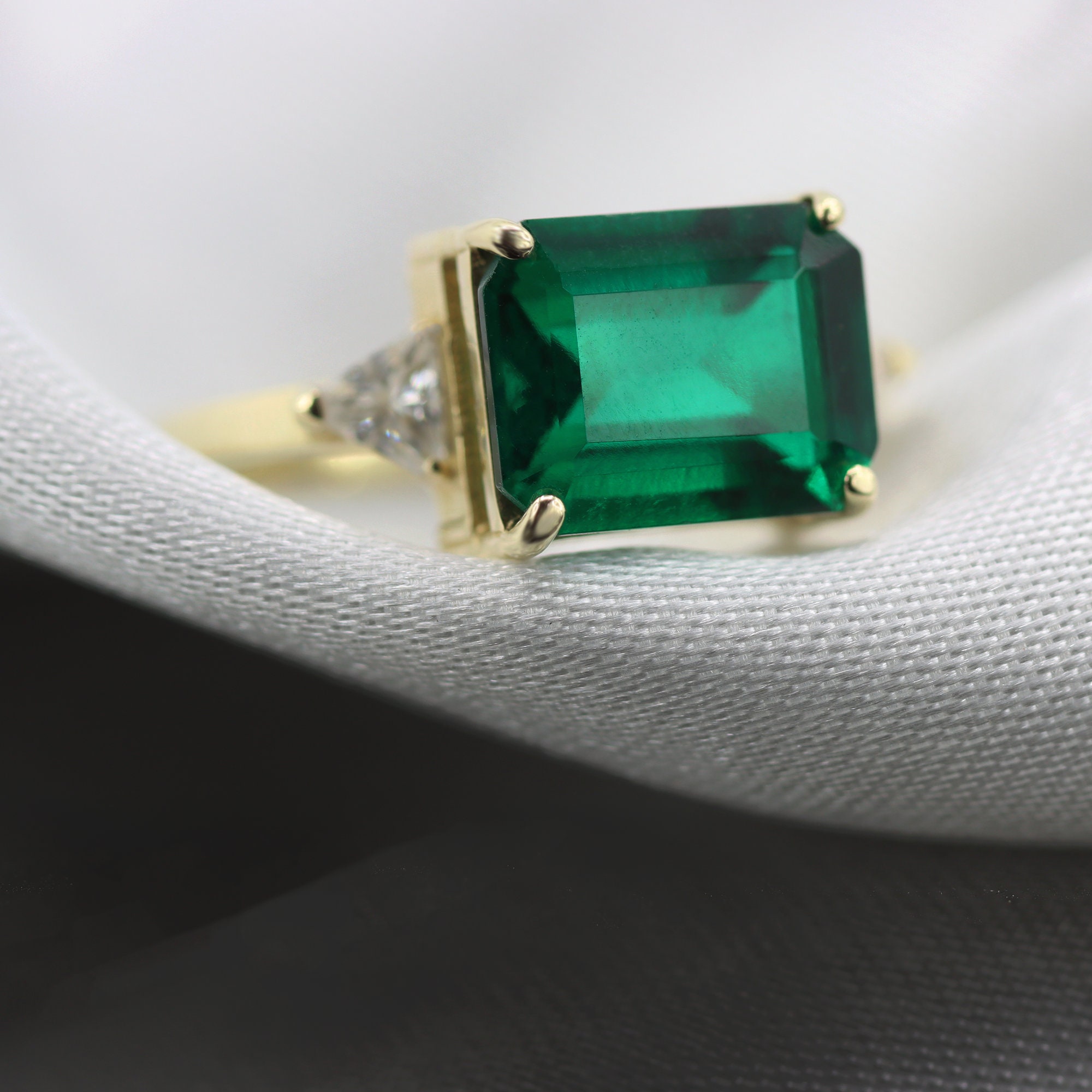 Vintage Inspired Green Emerald Gold Ring With a Pair of - Etsy Australia