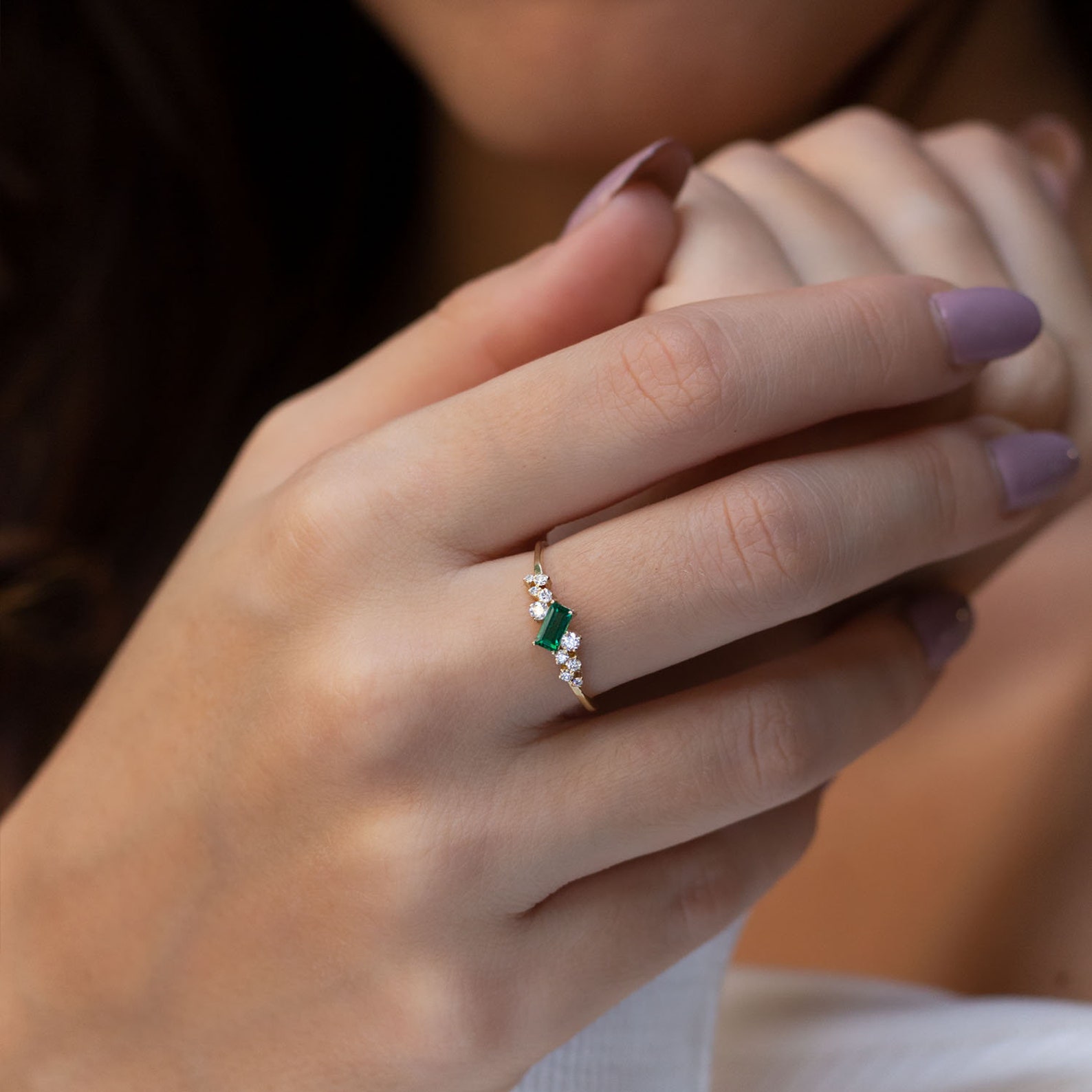 Emerald Ring, Promise Ring, Diamond Ring, Emerald and Diamond Ring ...