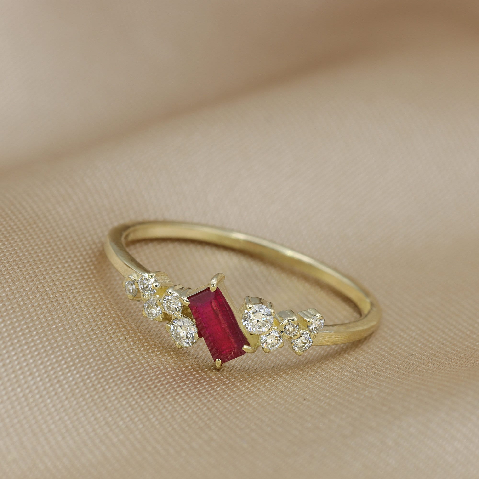 Ruby Ring, Promise Ring, Diamond Ring, Ruby and Diamond Ring, Stacking ...