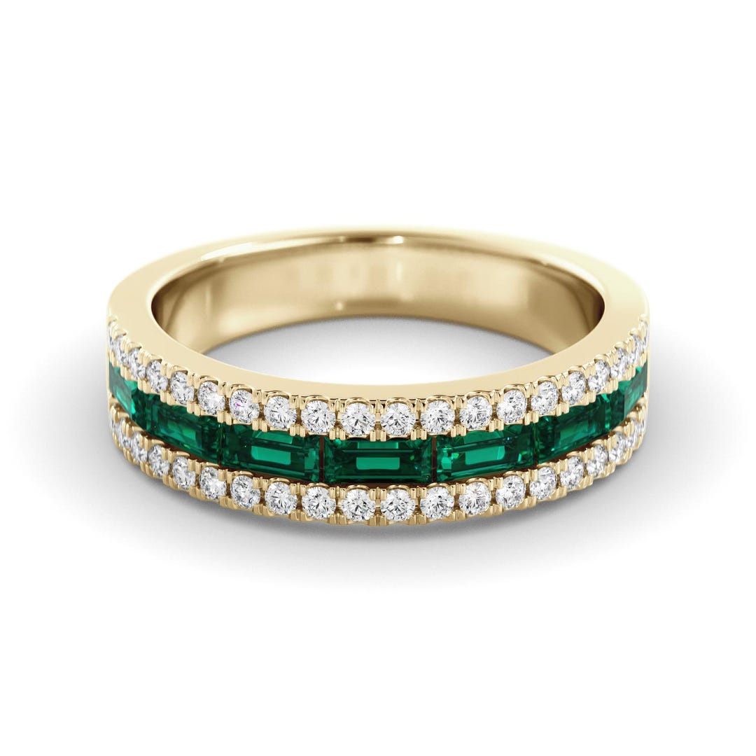 Emerald Baguette Diamond Ring for Women - Etsy