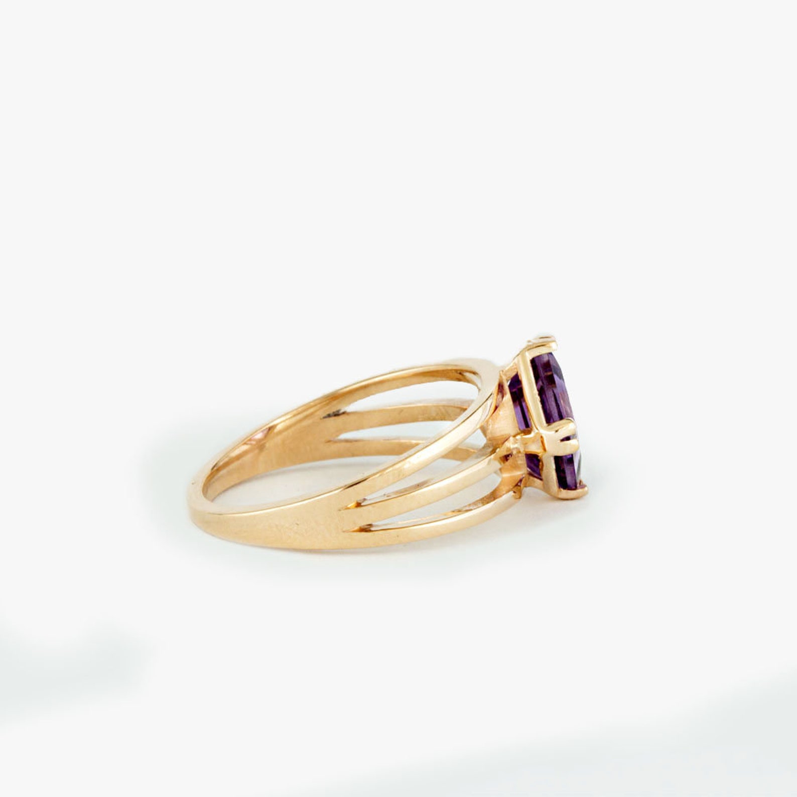Amethyst - Princess Cut - Solitaire Gold Ring - Anniversary Ring ...