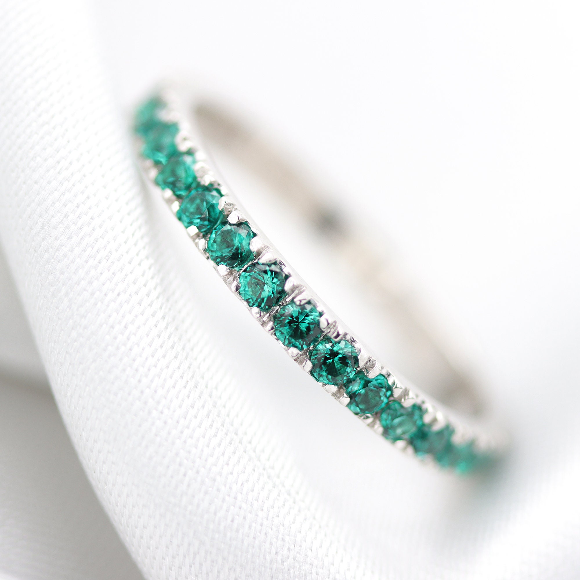 Blue Emerald Eternity Ring | Etsy