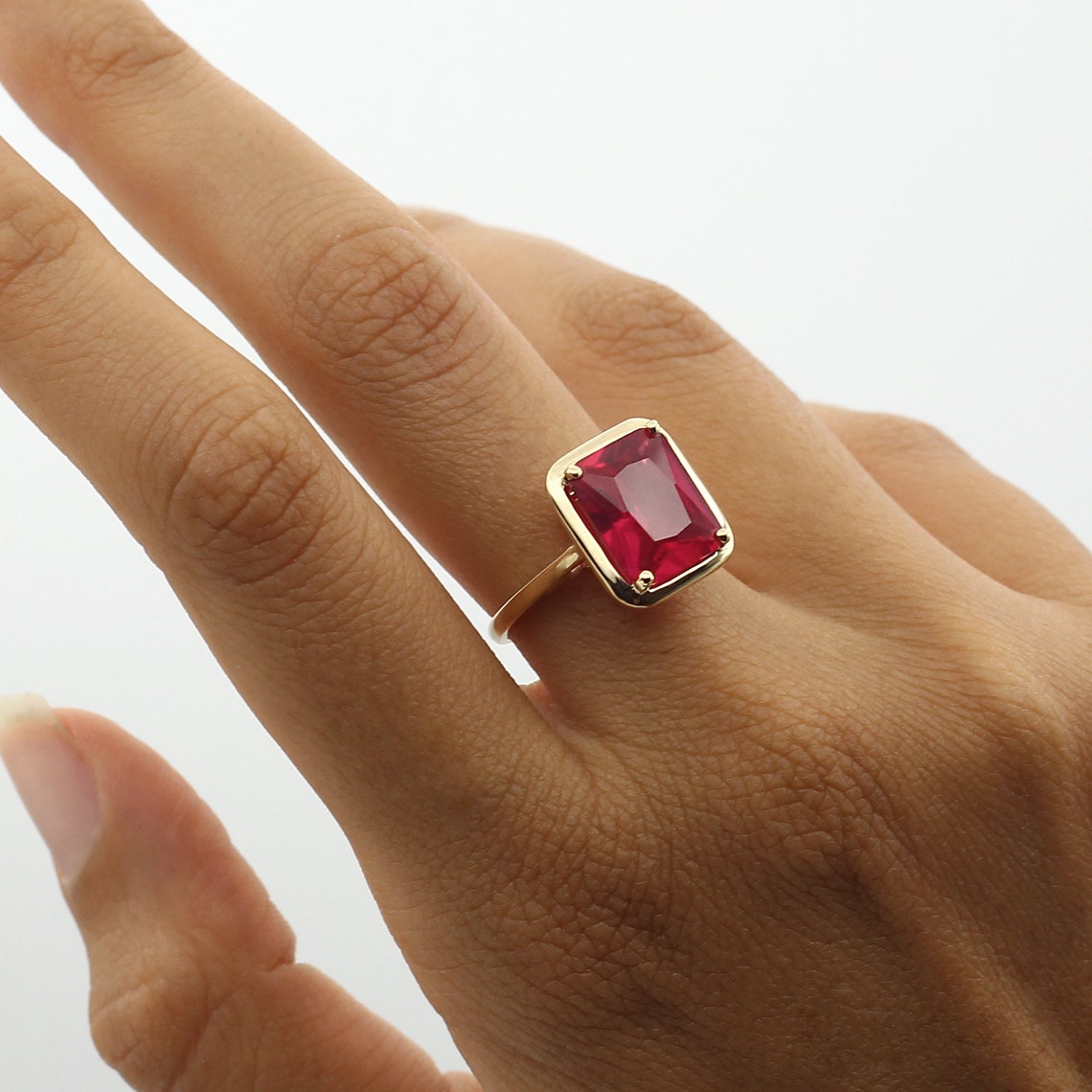 Solitaire Ruby Corundum Ring - Etsy