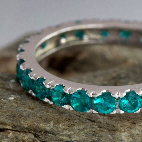 Blue Emerald Eternity ring | Etsy