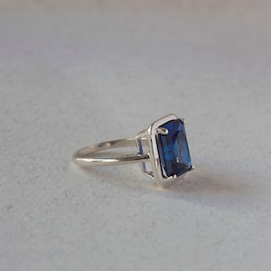 Vintage Sapphire Ring: Deep Blue Rectangle - Handmade Solid Gold - Etsy