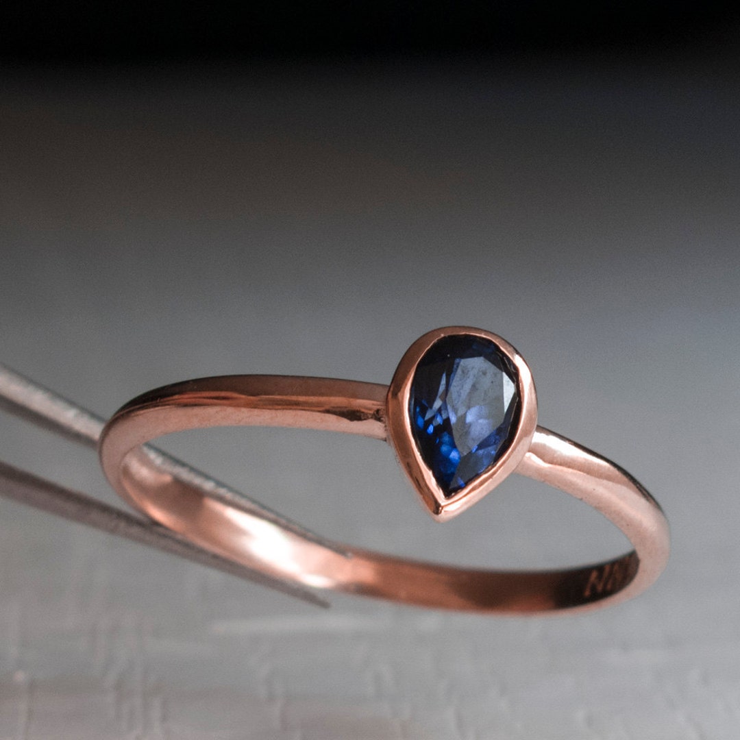 Sapphire Pear Shaped Ring - Delicate Gold Ring -blue Stone Ring - Tear ...